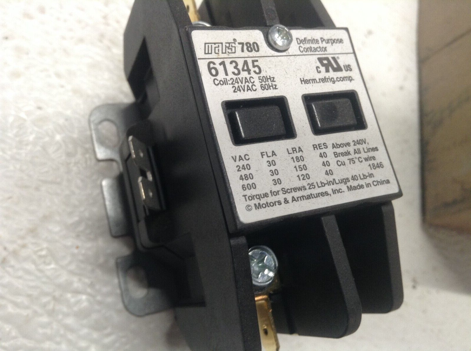 NEW MARS 780 61345 DEFINITE PURPOSE CONTACTOR 2 POLE 30 FLA 40 RES ...