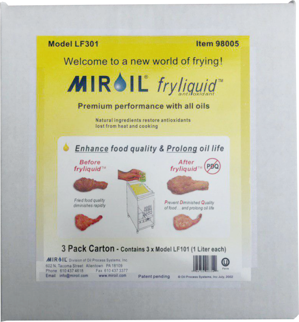 Miroil FryLiquid, BULK SAVER, LF301 Pack of 3 x 1 Liter, Fry Oil ...