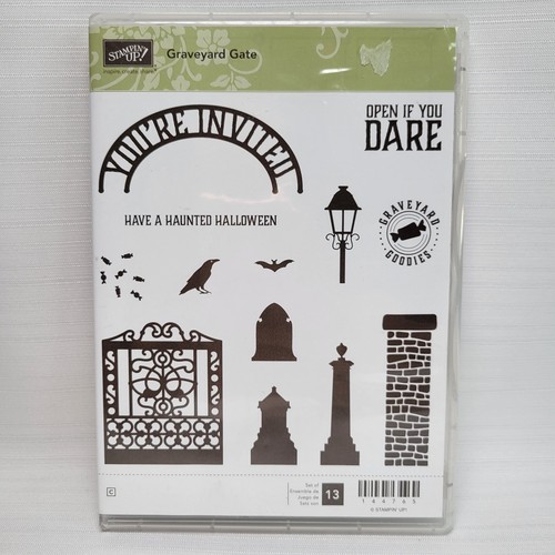 Stampin Up GRAVEYARD GATE Halloween Party Invite Graves Rubber Stamps ...