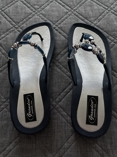 Grandco Brand Women’s Thong Sandals Size 8 Blue Beaded | eBay