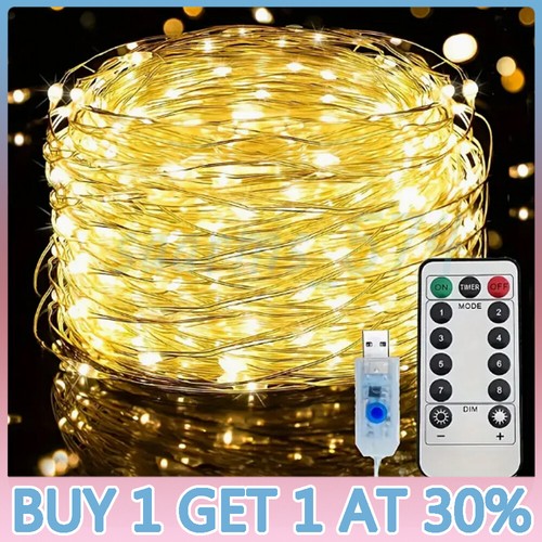 USB Plug In 50/100/200 LED DIY Micro Copper Wire String Lights Party ...