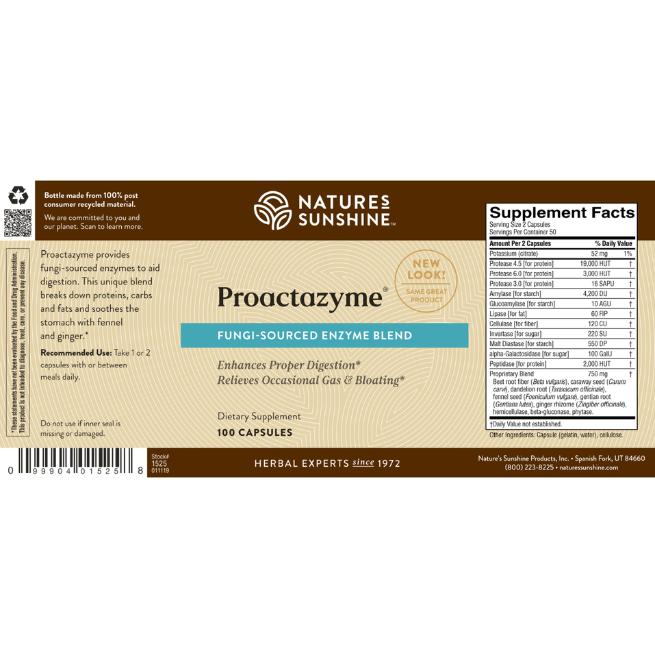 NATURE´S SUNSHINE PROACTAZYME 100 CAPSULES NA-2 | eBay