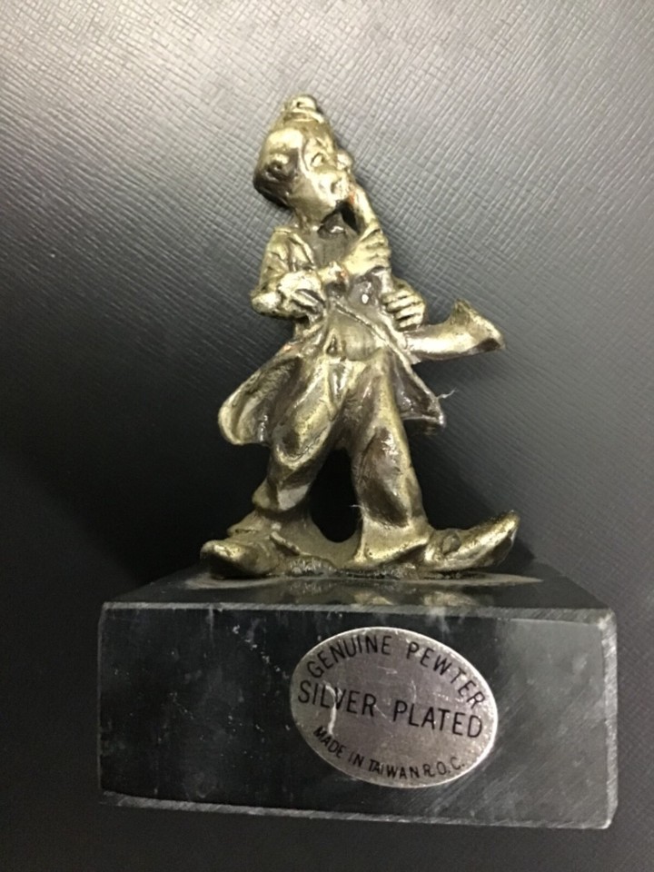 Vintage Pewter Clown Playing Saxophone on Square Marble Base. | eBay