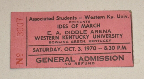 The Ides Of March Band EA Diddle Arena WKU Show 1970 Concert Music ...
