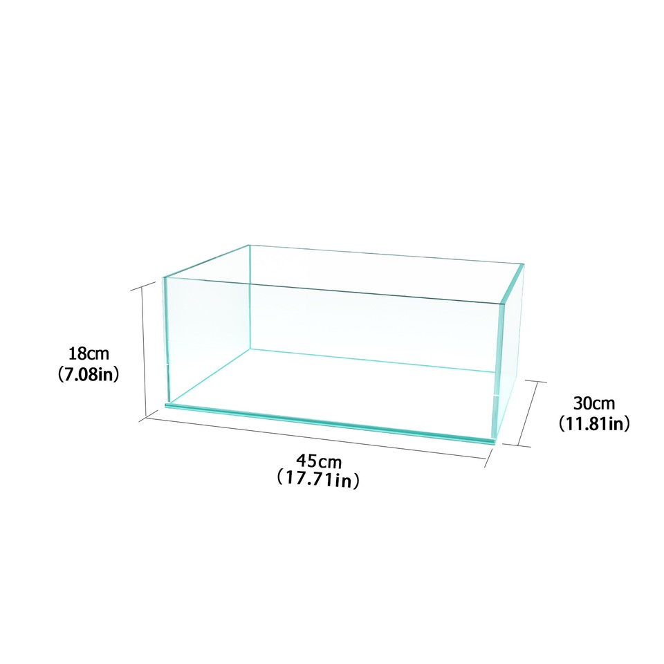 Shallow Rimless Fish Tank Ultra-Clear 45° Mitered Edges Glass Aquarium ...