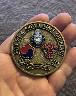 Huge US Army Chaplain 34th SG & Area II Yongson Korea Coin | eBay