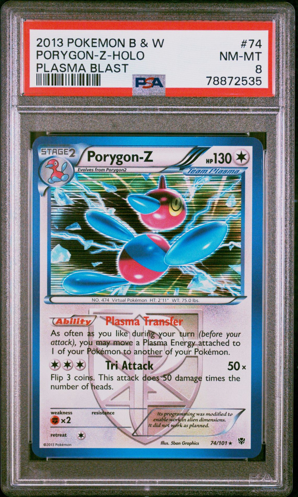 2013 Pokemon B & W Plasma Blast 74 Porygon-Z Holo PSA 8 | eBay