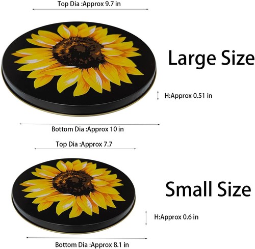 Burner Covers for Electric Stove Round D8/10‘’, Yellow/Black Sunflower ...