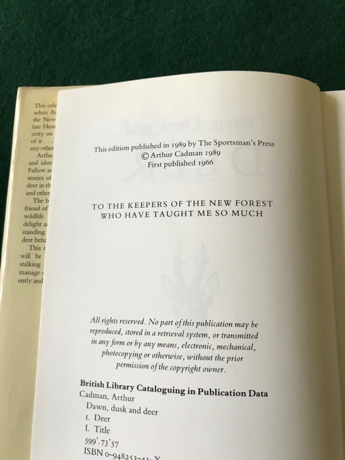 Dawn, Dusk and Deer, Arthur Cadman, 1989, illustrated by C.F ...