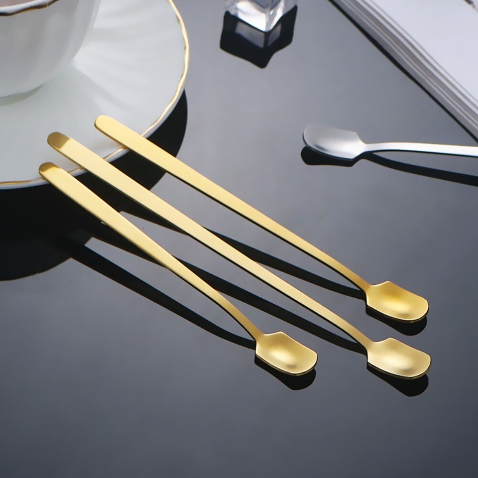 5x Stainless Steel Coffee Stirring Spoons Long Handle Dessert Scoop ...