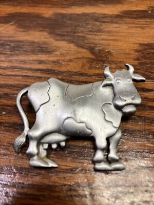 JJ signed 1988 Jonette Dairy Cow Matte Pewter Pin Brooch Vintage ...