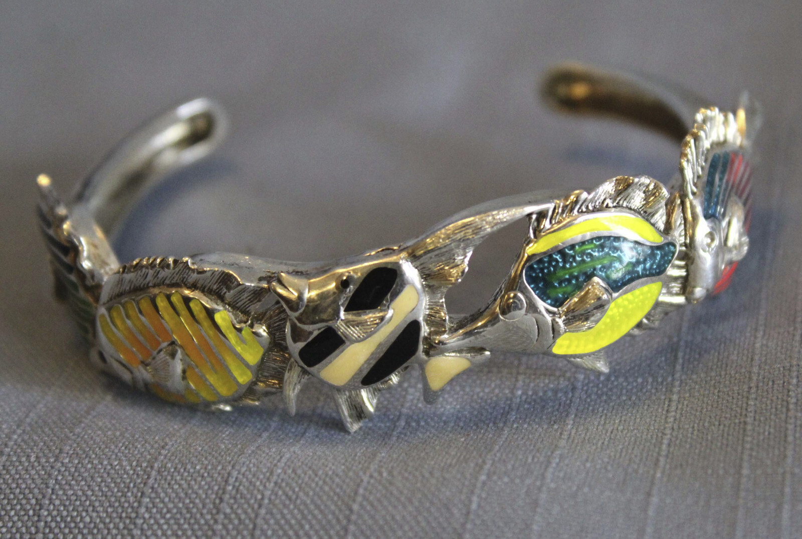 Kabana Colorful Enameled Tropical Fish Sterling Silve… - Gem