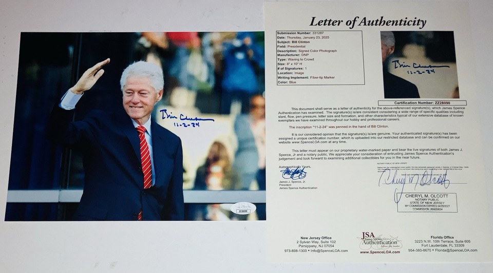 BILL CLINTON SIGNED AUTOGRAPHED 8X10 PHOTO FORMER PRESIDENT +INSC JSA ...