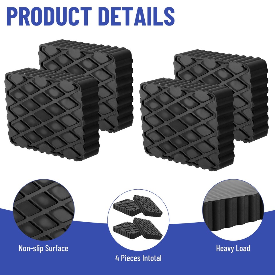 4x Heavy-Duty Solid Rubber Auto Lift Block Spacer Pad For Automobile ...