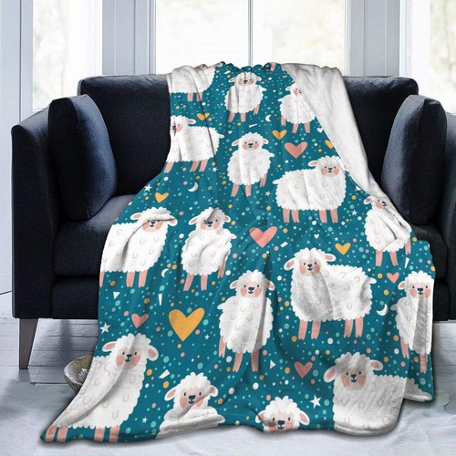 Cute Sheep Fleece Throw Blanket Ultra Soft Cozy Decorative Flannel ...