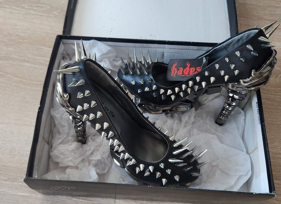 Hades ZETTA Spiked Black Pumps Short & Long Spikes High Molded Heels ...
