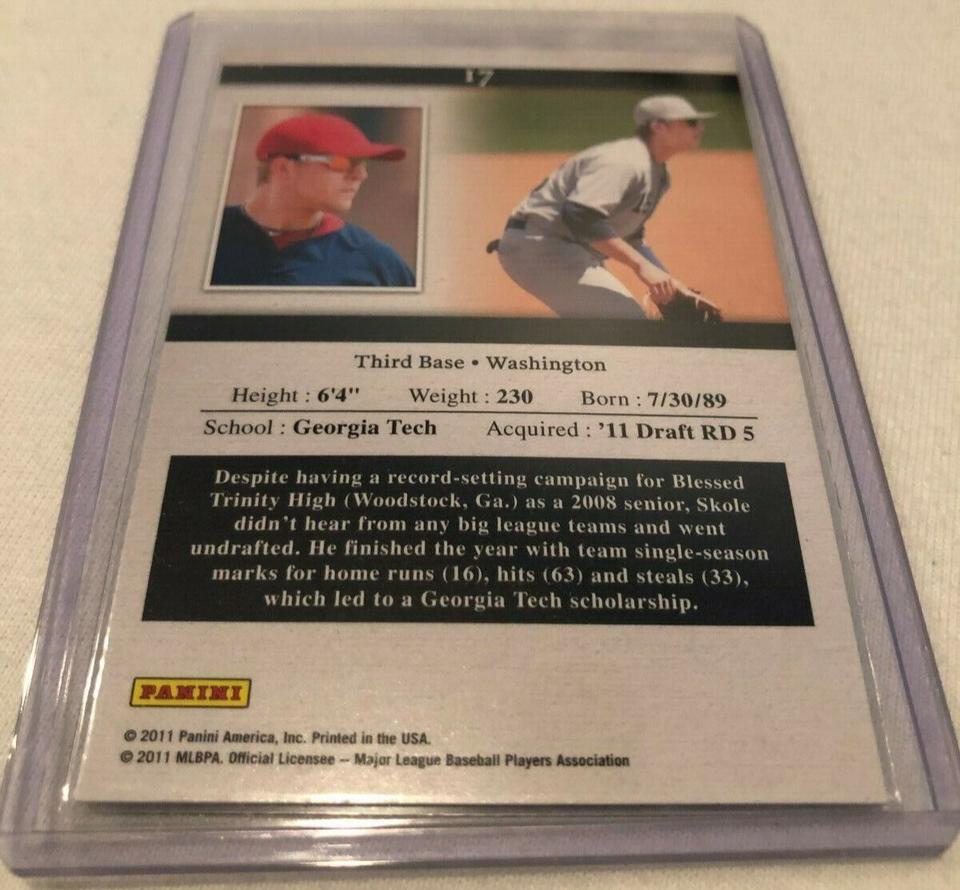 2011 Elite Extra Edition Baseball Matt Skole Washington Nationals ...