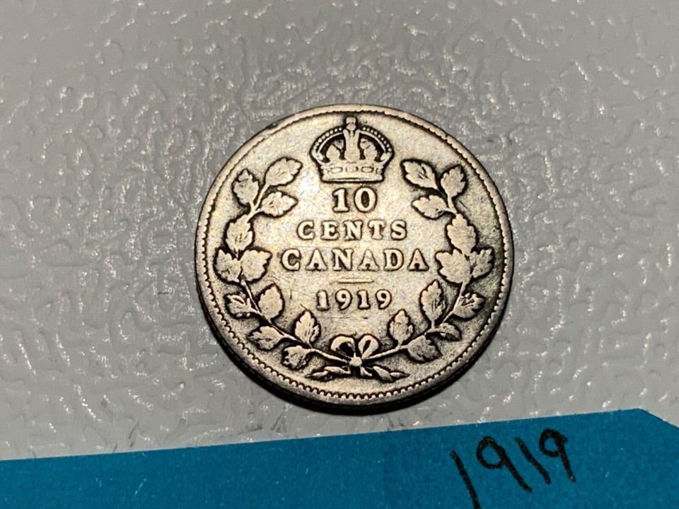 Canada 1919 King George V / 92.5% Silver 10 Cent Coin | eBay