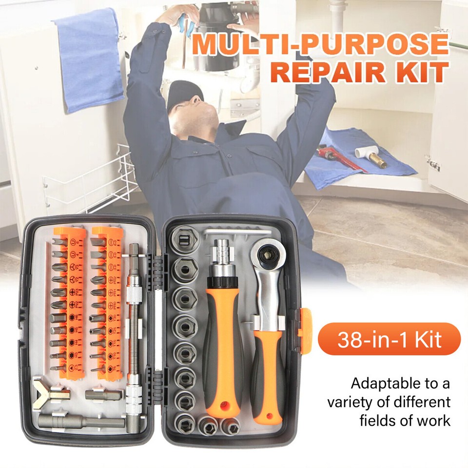 Magnetic Ratchet Screwdriver Bit Set Socket Slotted Hex & Torx Bit Tool ...