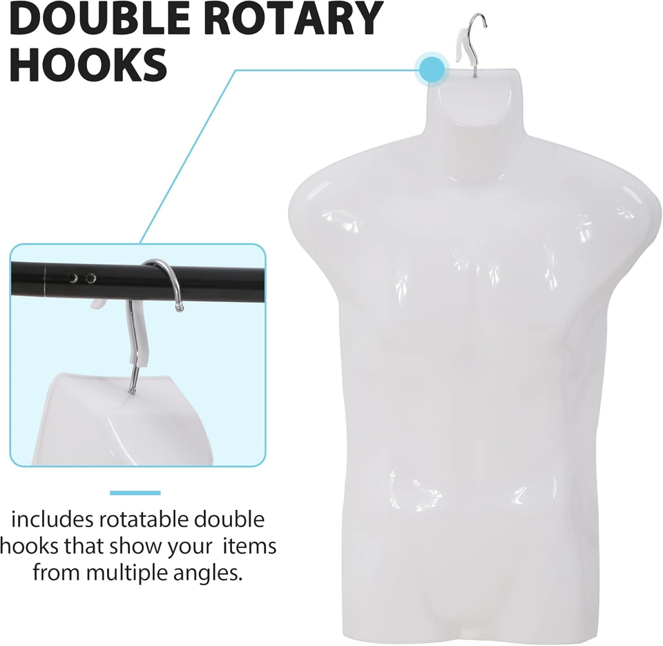 White Hanging Male Mannequin Torso 4PCS Dress Form Sewing Manikin, 30 ...