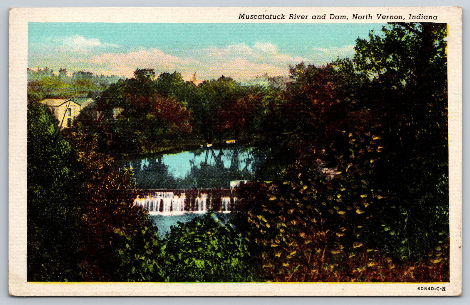 Postcard Muscatatuck River and Dam North Vernon, IN G12 | eBay