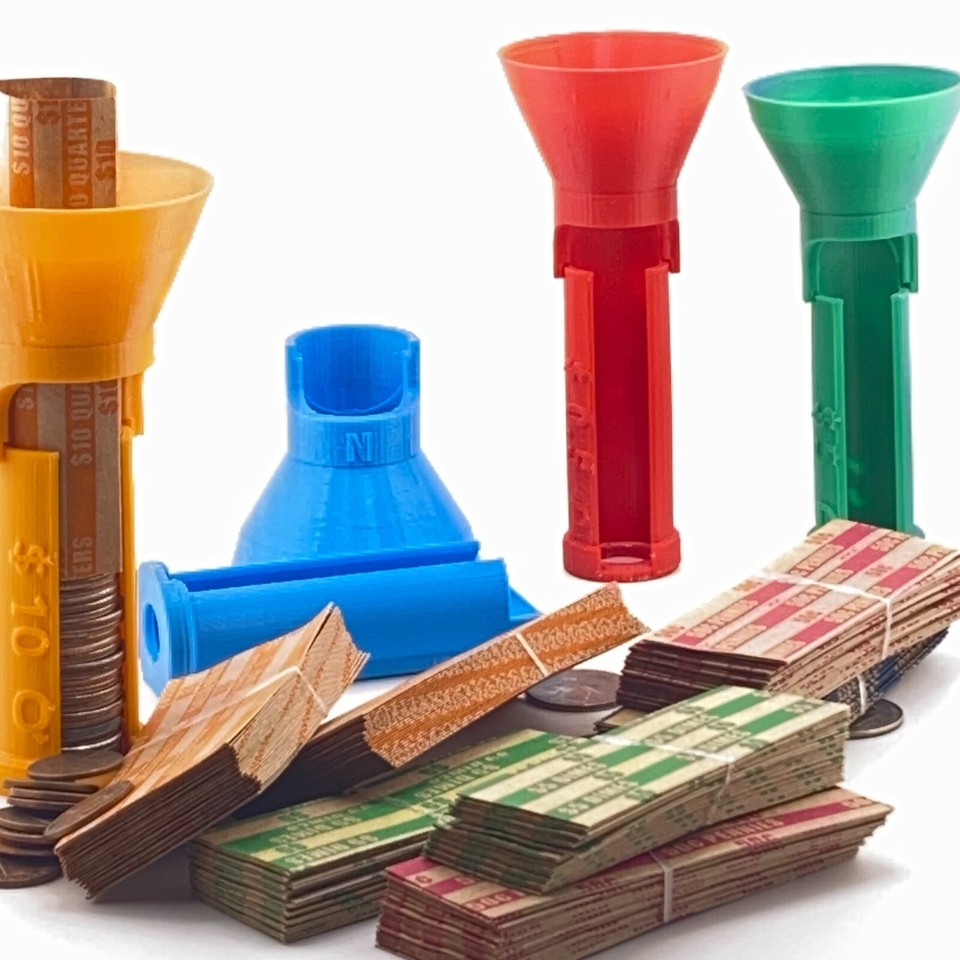 Coin Sorter Kit Bank Change Tubes 200 Wrap Pennies Quarters Nickels ...