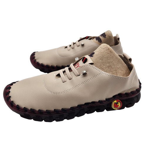 OY Keaton Running Shoes Wm Sz 9.5 Soft Beige Stretchy Cushioned Faux ...