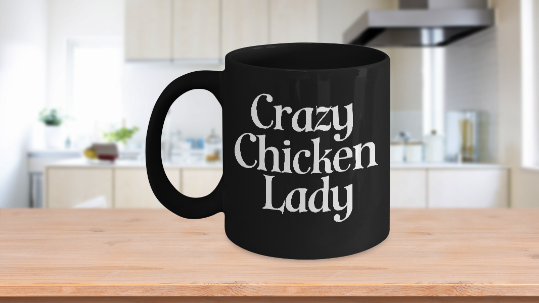 Crazy Chicken Lady Mug Black Coffee Cup Funny Gift for Mama Bird Farm ...