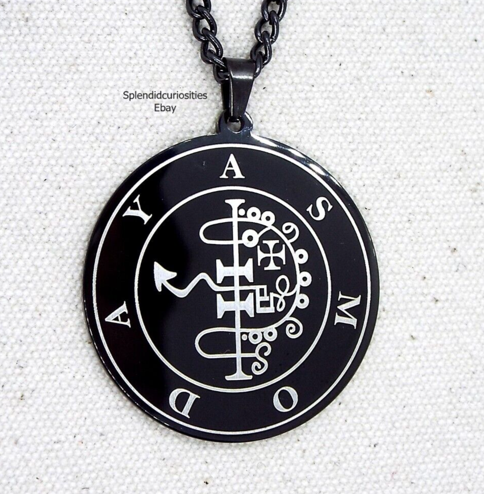 Simbolo Asmodeus Sigil Of Asmoday Anhänger Mit Onyx Und Granat,