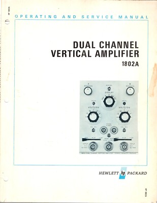 Hewlett Packard 1802A Dual Channel Vertical Amplifier Ops&Svc Manual ...