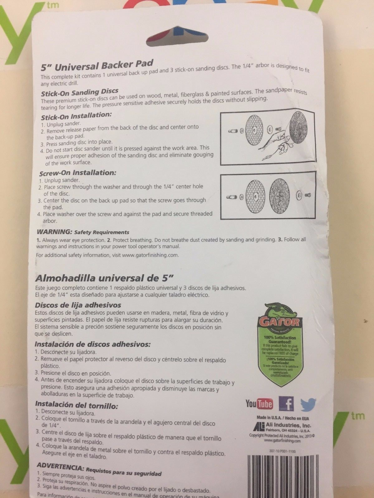 ALI INDUSTRIES 3050 Gator Stick-On Sanding Discs Kit 5" MADE IN USA | eBay