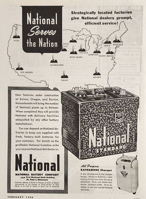 1946 Print Ad National Standard Batteries Kathanode Battery Charger St ...
