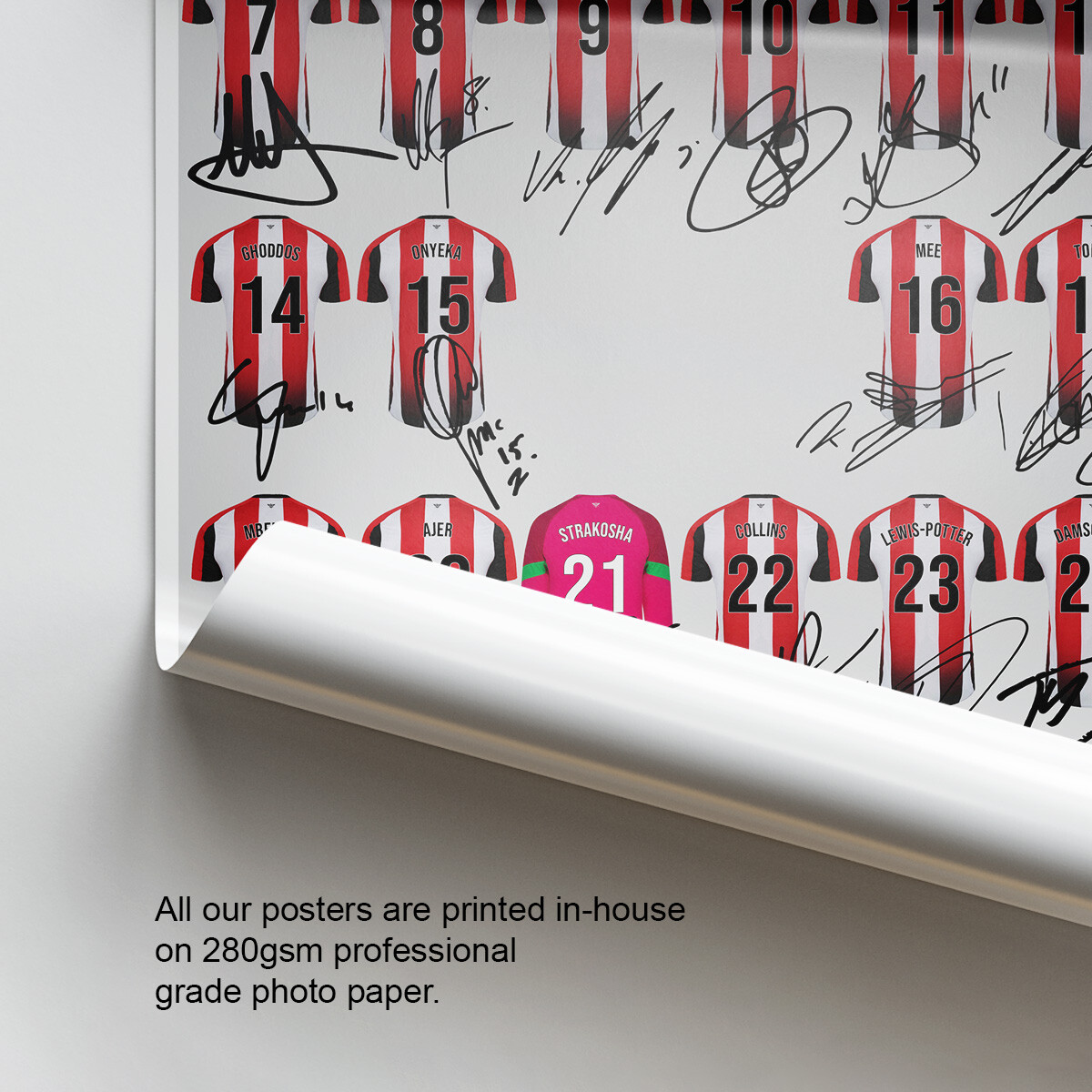 BRENTFORD 2023-2024 SQUAD TEAM SIGNED POSTER PRINT PHOTO IVAN TONEY ...