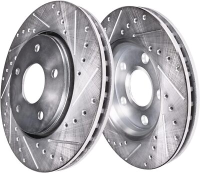 350mm Pair Rear Drilled and Slotted Disc Brake Rotors for Dodge Charger ...