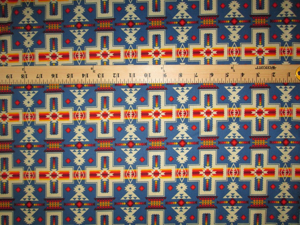 Navajo Cross Blue Orange Native American Print Cotton Fabric FQ | eBay