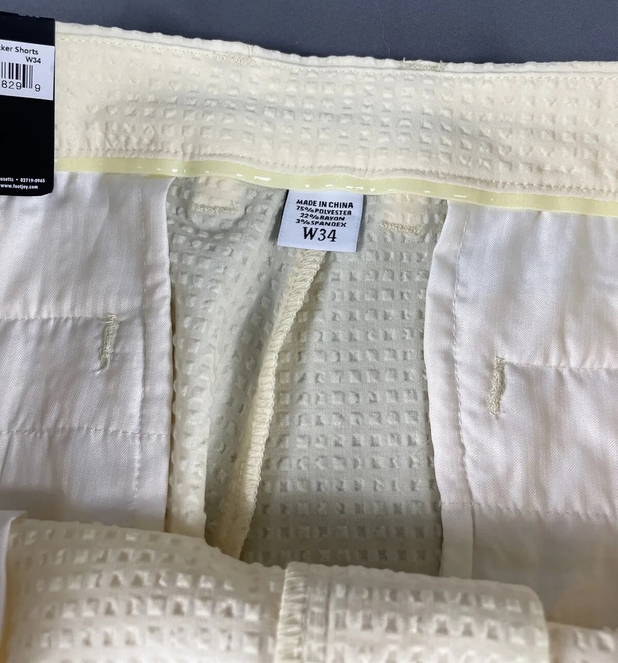 FootJoy Golf Shorts Performance Seersucker 34 x 10 Yellow NWT MSRP $95 ...