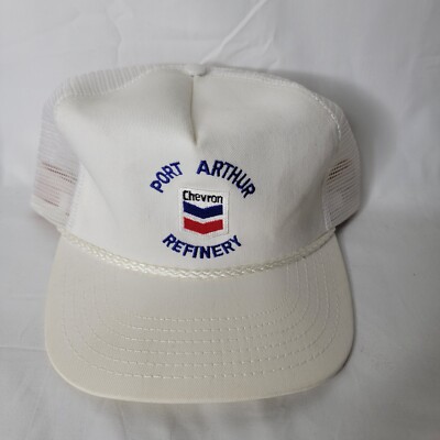 Vintage Snap Back Hat Chevron Port Arthur Refinery Made In USA Rope Gas ...