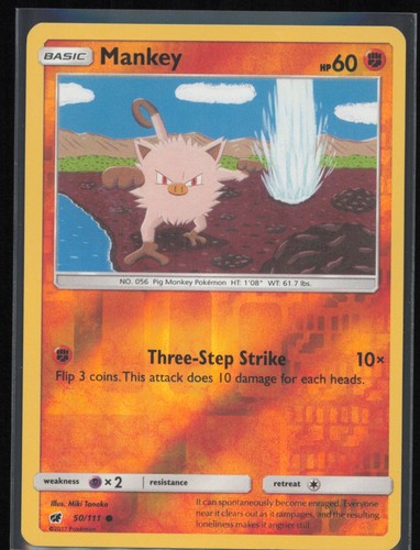 Mankey Reverse Holo Common 50/111 Pokémon SM04: Crimson Invasion LP ...