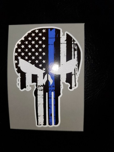 Thin Blue Line American Flag cop police punisher decal REFLECTIVE ...