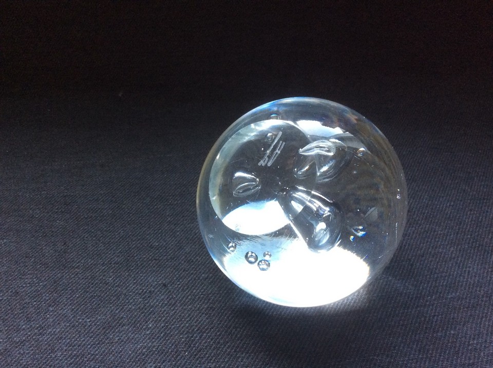 Eye Catching Crystal Paperweight with Bubbles signed Adam Jablonski ...