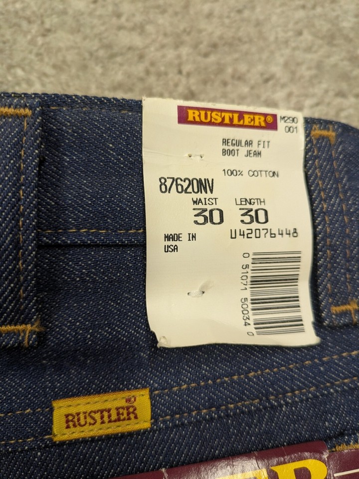 Vintage Rustler USA MADE Jeans Mens 30x30 30 Boot Cut Regular Fit NWT ...