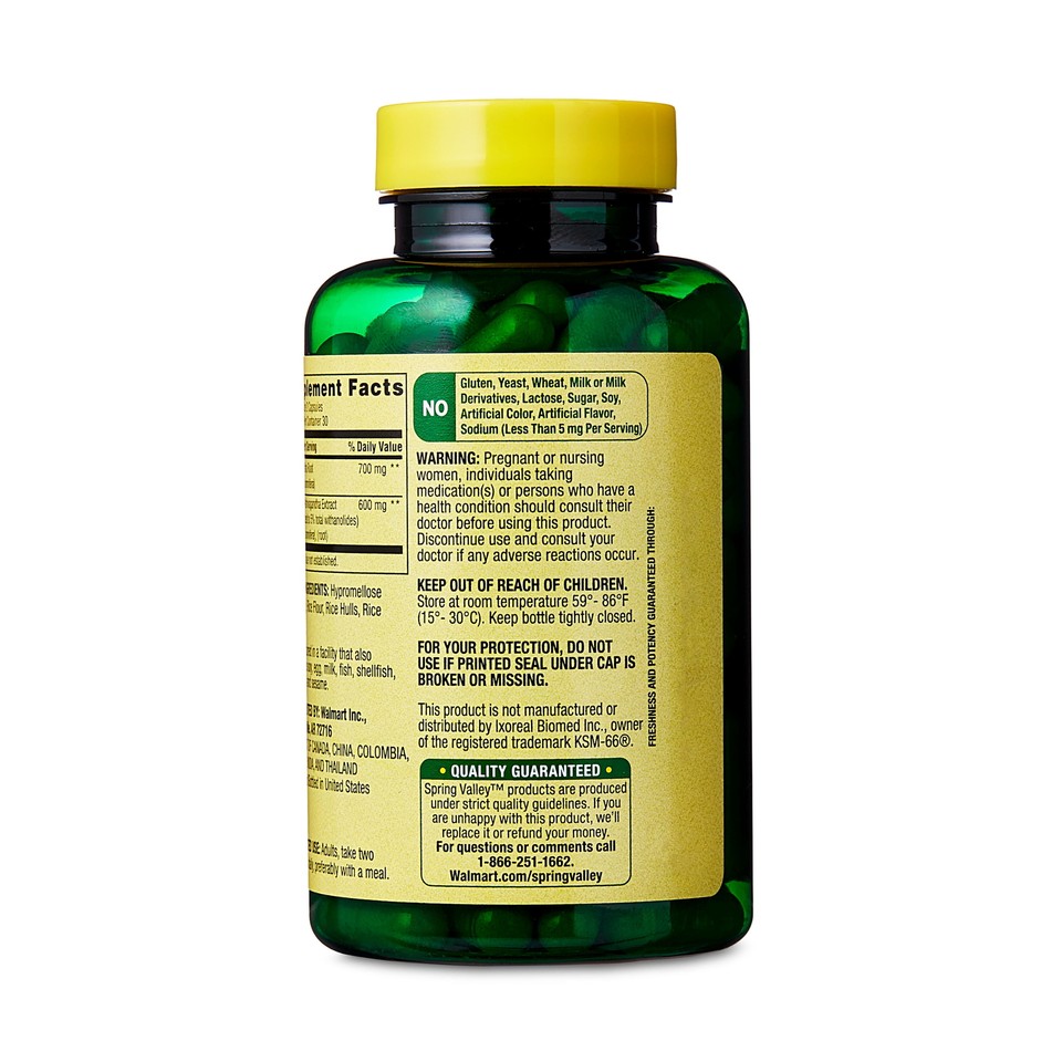 Spring Valley Extra Strength Ashwagandha Dietary Supplement, 1300 mg,60 ...