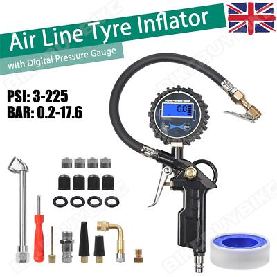 Tyre Inflator Air Gun with Digital Pressure Gauge 3-255PSI for Air ...