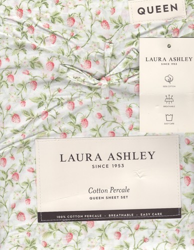 Laura Ashley Queen Sheet Set Bramble Vine Pink 4pc Cottage Farmhouse ...