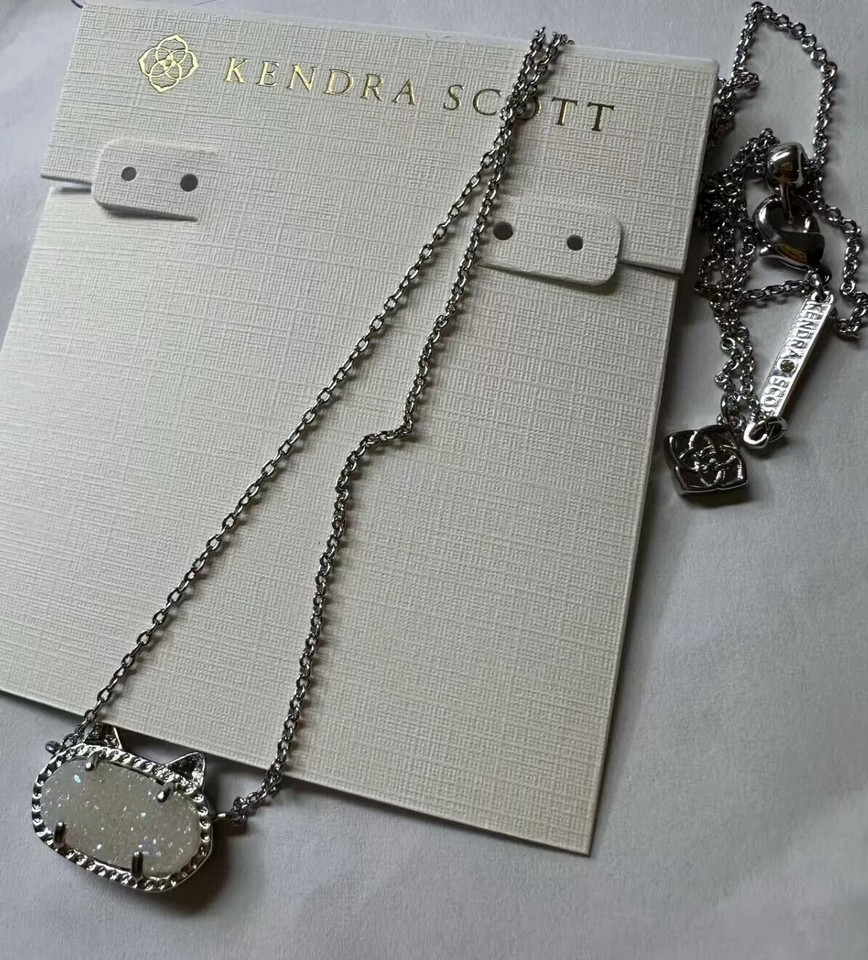 Kendra Scott Elisa Kitty White Cluster Pendant Necklace！ | eBay