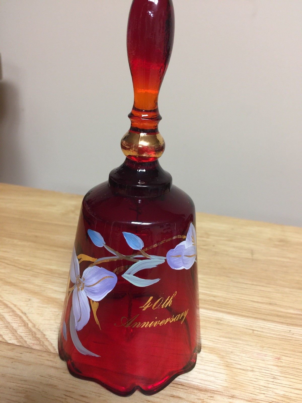 Ruby Red Glass Bell 40th Anniversary | eBay