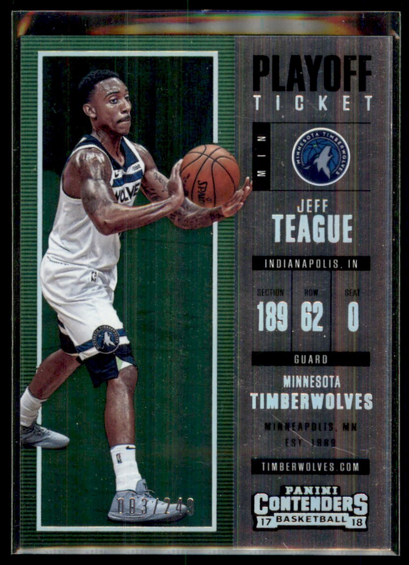 2017-18 Contenders Playoff Ticket Jeff Teague Minnesota Timberwolves ...