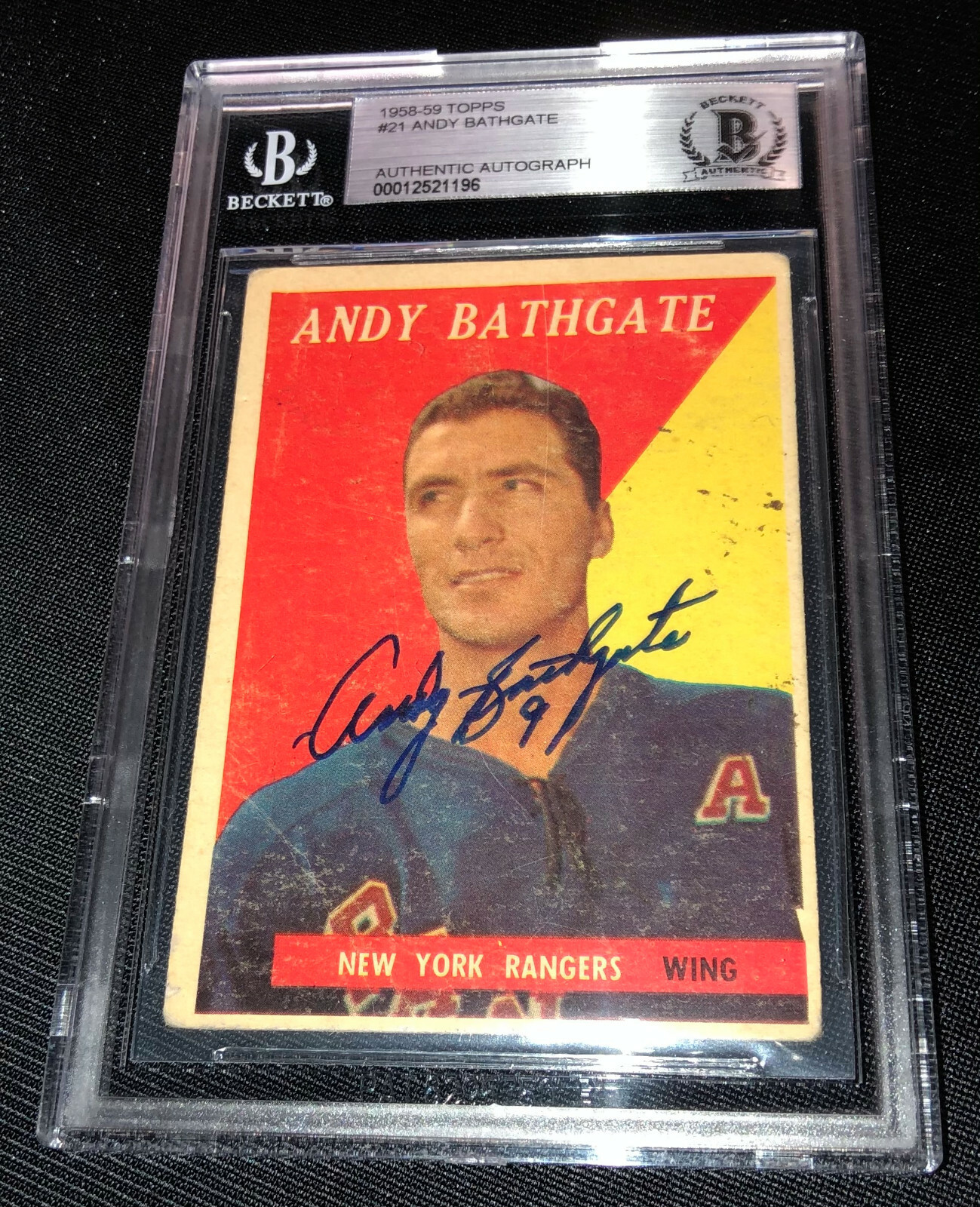 ANDY BATHGATE SIGNED 1958-59 TOPPS #21 CARD BECKETT NEW YORK RANGERS | eBay