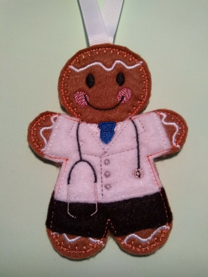 Embroidered Gingerbread Man Decoration ~ Medical Nurse Doctor Paramedic ...