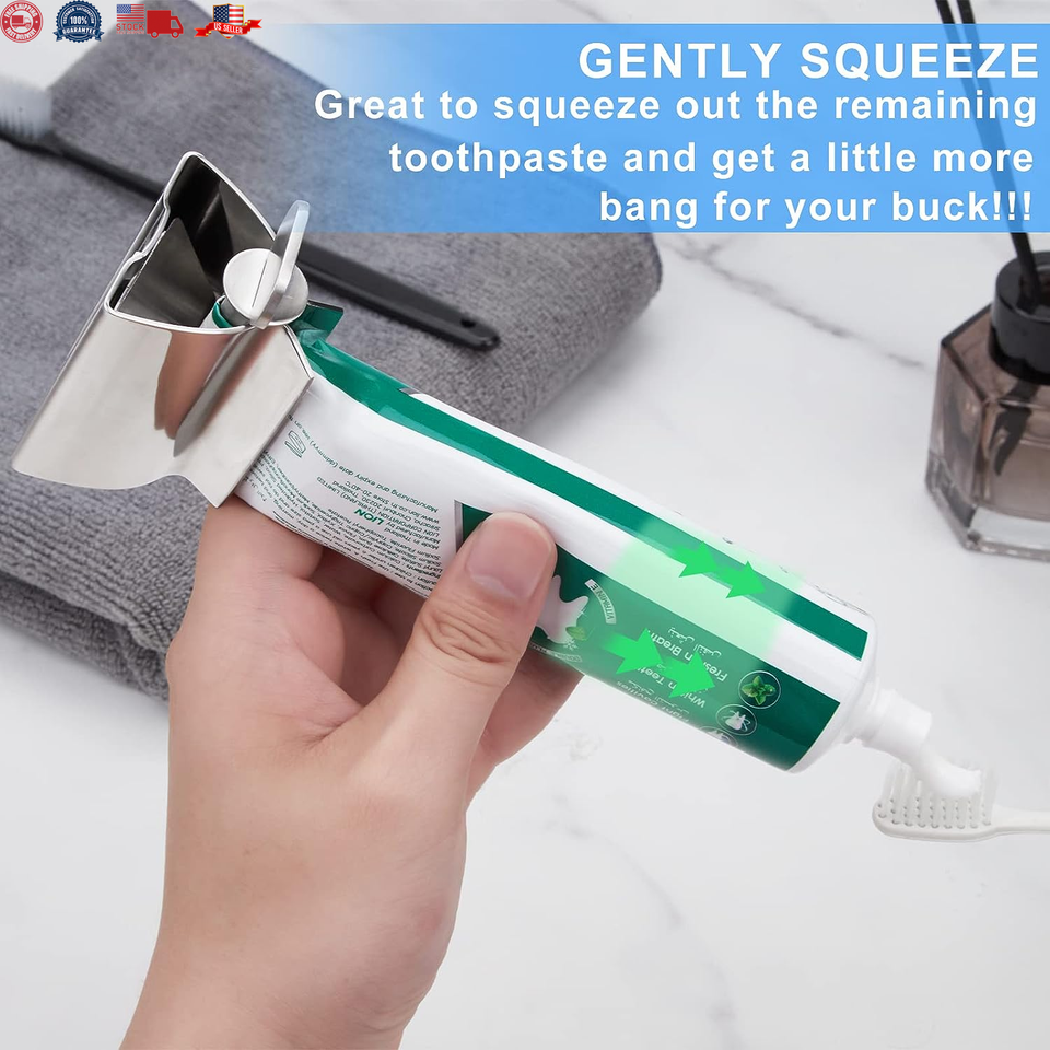 Toothpaste Squeezer, Large Size Set of 2, Stainless Steel Rolling ...